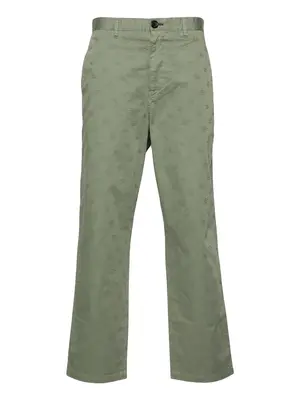 Paul Smith PS Paul Smith Monogram-Jacquard Straight Trousers Green