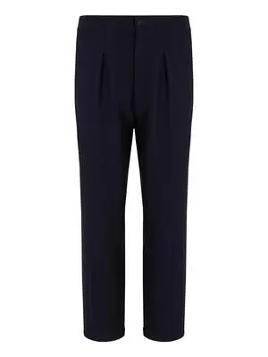 Giorgio Armani Single-pleat Virgin Wool And Cashmere Seersucker Trousers - Blue