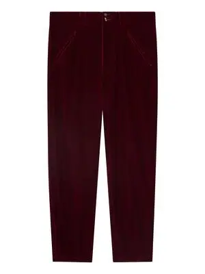 Giorgio Armani Velvet Flat-front Trousers - Burgundy