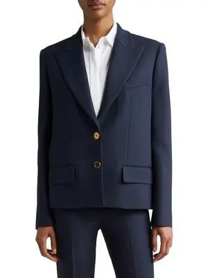 Michael Kors Double Crepe Sablé Crop Blazer - Midnight
