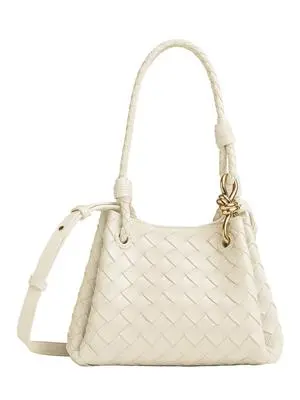 BOTTEGA  VENETA Small Intrecciato Leather Shoulder Bag - Sea Salt