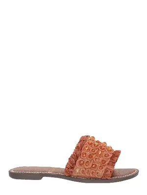 Sam Edelman Raffia Slide Sandals - Brown