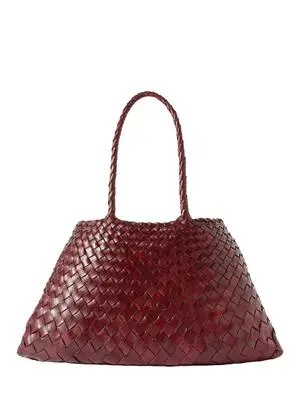 Dragon Diffusion Santa Croce Big Woven Leather Tote Bag Burgundy