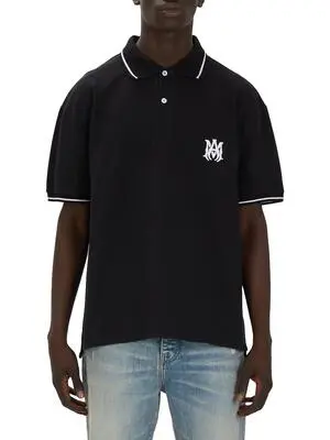Amiri Logo-embroidered Cotton Polo Shirt - Black