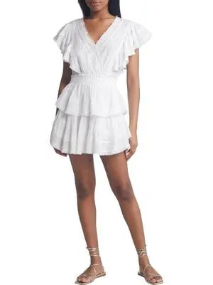 LoveShackFancy Gwen Ruffle Cotton Eyelet Minidress - White