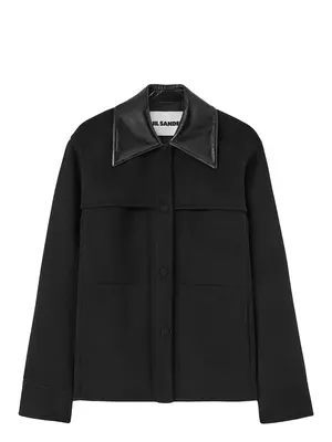 JIL SANDER Cutaway-collar Wool Shirt Jacket - Black