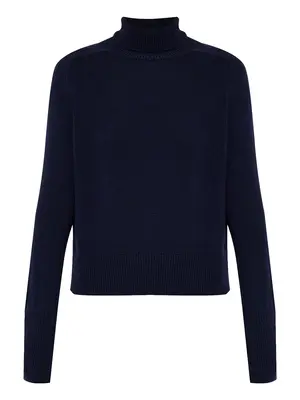 Victoria Beckham Roll Neck Wool Jumper - Blue