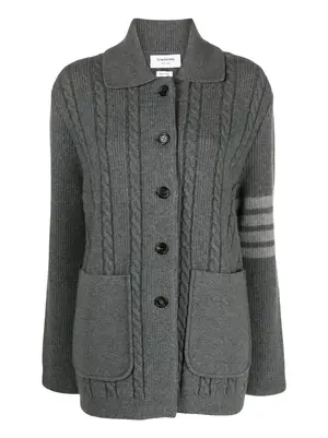 Thom Browne Cable-knit Wool-blend Bomber Jacket - Grey