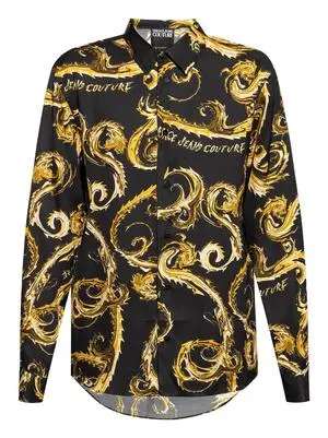 Versace Watercolor Couture-print Shirt - Black