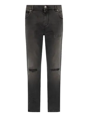 Balmain Slim-cut Distressed Jeans - Black