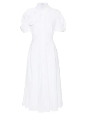 Erdem Rose-appliqué Shirt Dress - White