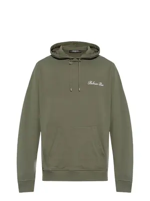 Balmain Logo-embroidered Hoodie - Green