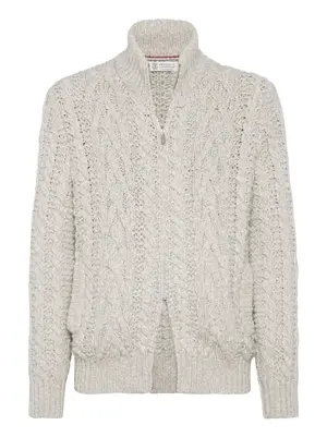 Brunello Cucinelli Cable-knit Zip-up Cardigan - Neutrals