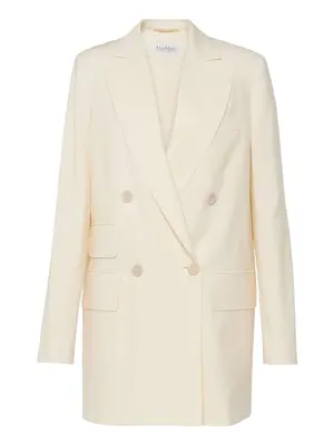 Max Mara Double-breasted Virgin Wool Blazer - White