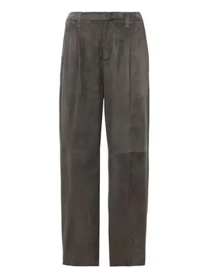 Brunello Cucinelli Suede Straight Pants - Grey