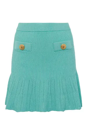 Balmain Knitted Miniskirt - Green