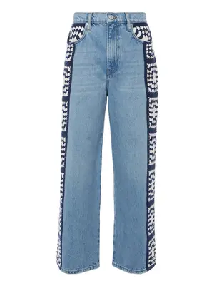 FRAME Le Jane Crop Crochet Straight Jeans - Blue