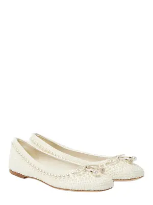 JIMMY CHOO Elme Embellished Ballet Flats - White