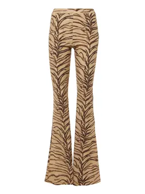 Stella McCartney Tiger-print Flared Pants - Beige