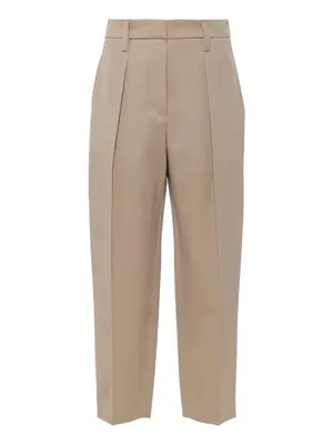 Brunello Cucinelli Wool-blend Straight Pants - Beige