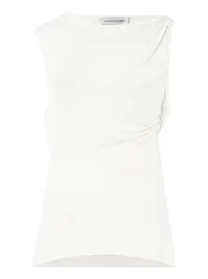 Christopher Esber Gesine Asymmetric Ruched Jersey Top White