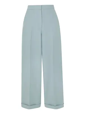 INTERIOR Nico Pleated Wide-leg Pants - Slate Blue
