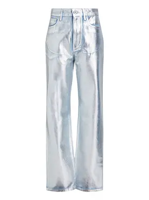 Rabanne Coated Metallic Bootcut Jeans - Silver