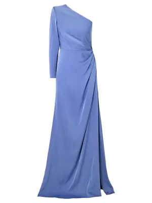 Alex Perry One-shoulder Gathered Gown - Blue