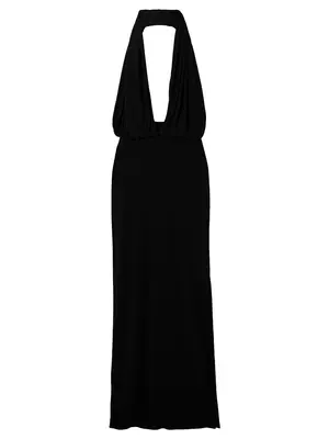 Magda Butrym Draped Stretch-satin Halterneck Gown - Black
