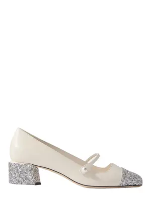 JIMMY CHOO Elisa 45 Embellished Mary Jane Pumps - Off-white