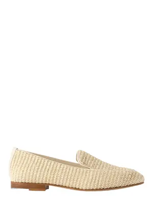 Manolo Blahnik Pitakara Raffia Loafers - Cream