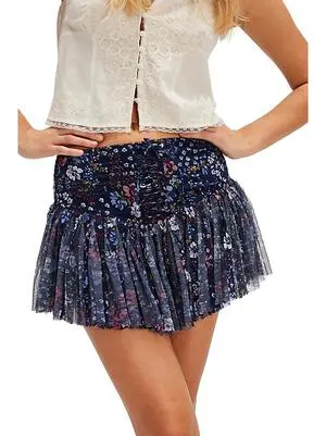 Free People FP One Blossom Mini Skort Blue Bird Combo