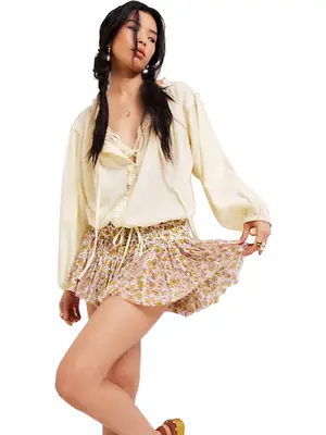 Free People Fp One Blossom Mini Skort - Ditzy Ivory Combo