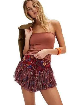 Free People Fp One Blossom Mini Skort - Wine Combo