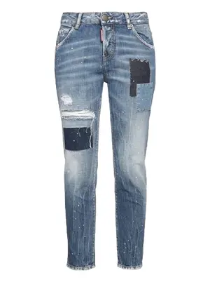 Dsquared2 Tapered Jeans With Patchwork - Blue