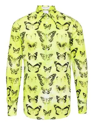 STAIN SHADE Butterfly Print Cotton Shirt - Green