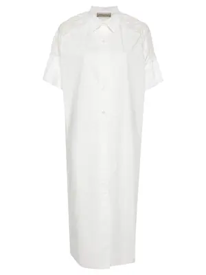 GENTRYPORTOFINO Sheer-paneled Maxi Shirt Dress - White