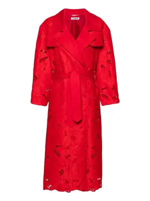 Vivetta Broderie Anglaise Trench Coat - Red