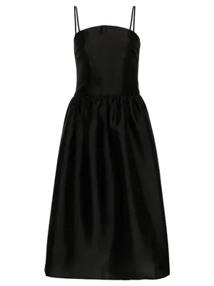 SELF-PORTRAIT Taffeta Midi Dress - Black