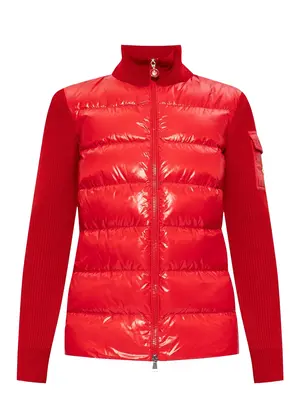 Moncler Knitted-panel Puffer Jacket - Red