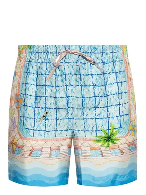 Casablanca Le Plongeon Silk Shorts - Blue