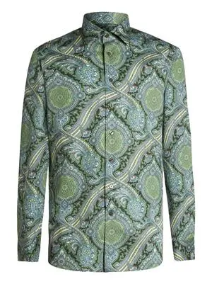 Etro Paisley-print Cotton Shirt Green