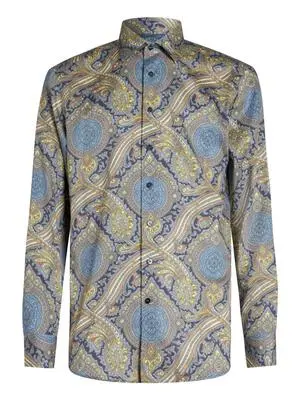 Etro Abstract-print Cotton Shirt - Blue