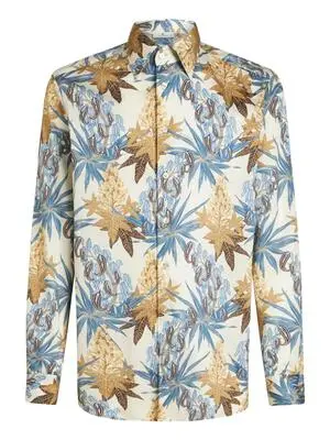 Etro Foliage-print Cotton Shirt - Neutrals