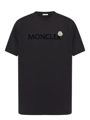 Moncler Flocked-logo Cotton T-shirt Blue