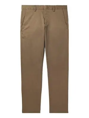 Nn07 Theo 1420 Tapered Organic Cotton-blend Twill Chinos - Brown