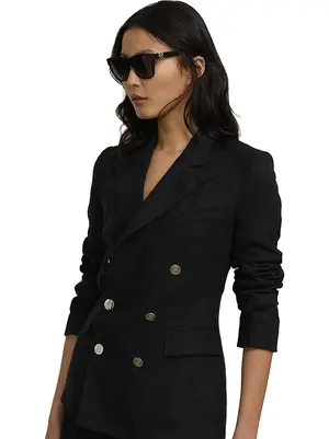 Ralph Lauren Camden Linen Double-breasted Jacket - Black