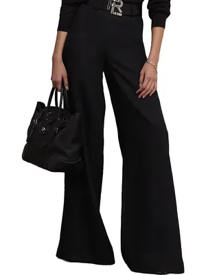 Ralph Lauren Daria Linen Wide-leg Pant - Black