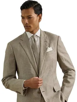 Ralph Lauren Kent Hand-tailored Glen Plaid Jacket - Summer Sand/ Truffle