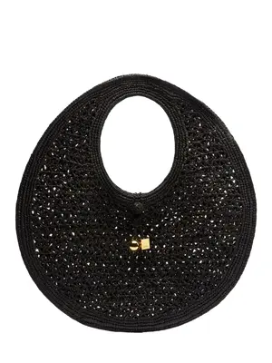Jacquemus Le Rond Spiaggia Raffia Shoulder Bag - Black